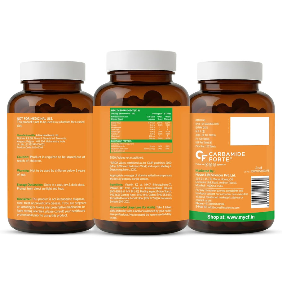 Buy Carbamide Forte Vitamin D3 + K2 (MK7) | Bone & Heart Health Support ...