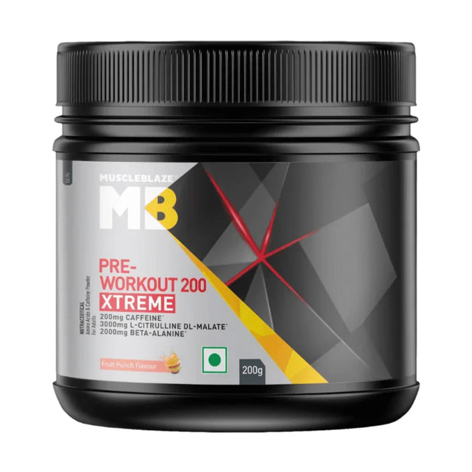 Buy MuscleBlaze PRE Workout 200 Xtreme, 200 g - 30 Servings Online ...